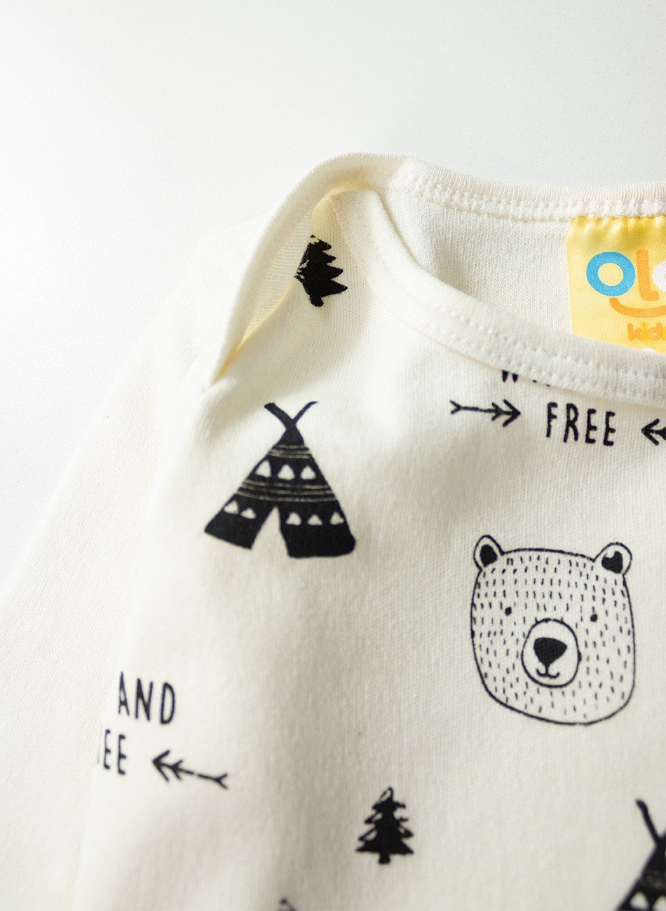 Body Bebê Urso Wild Creme 0221- Ola Kids